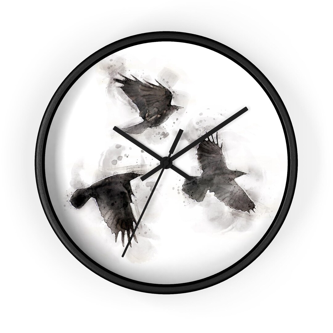 Crows Clock, a Watercolour Style Analogue Clock Featuring Crows in ...