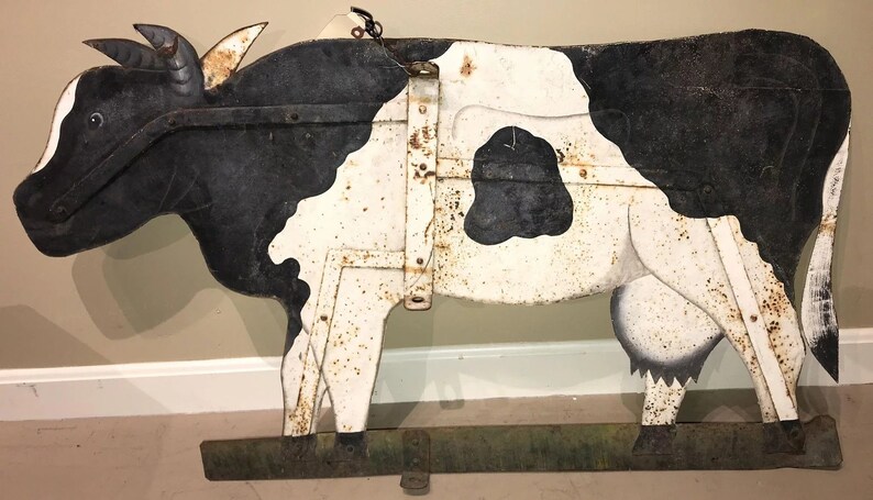 SOLD Early 20th C Folk Art Polychrome Sheet Metal Cow - Etsy