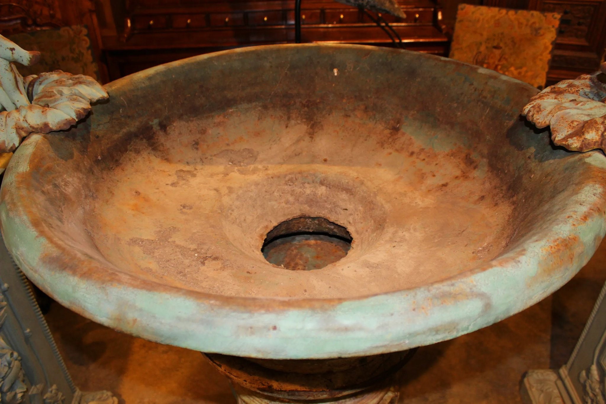 Fine Cast Iron ***SOLD*** Garden Urn With Cherub & Cornucopia Handles ...