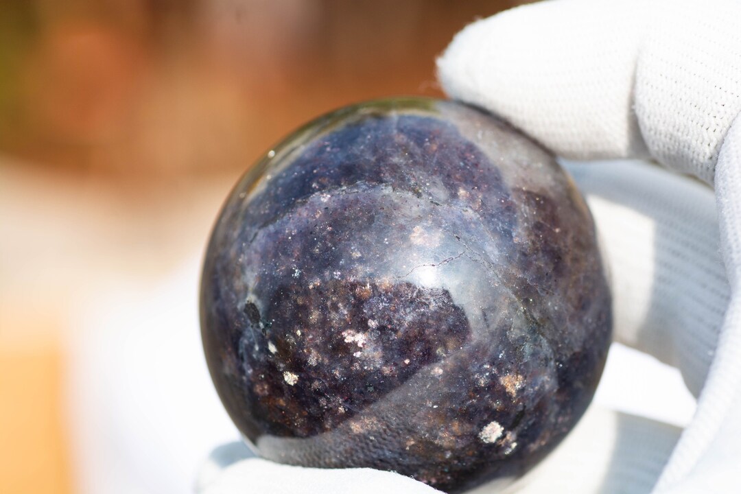 Iolite Sphere With Sunstone,iolite Sunstone Ball,iolite Natural Gemstone,balancing, Prosperity ...