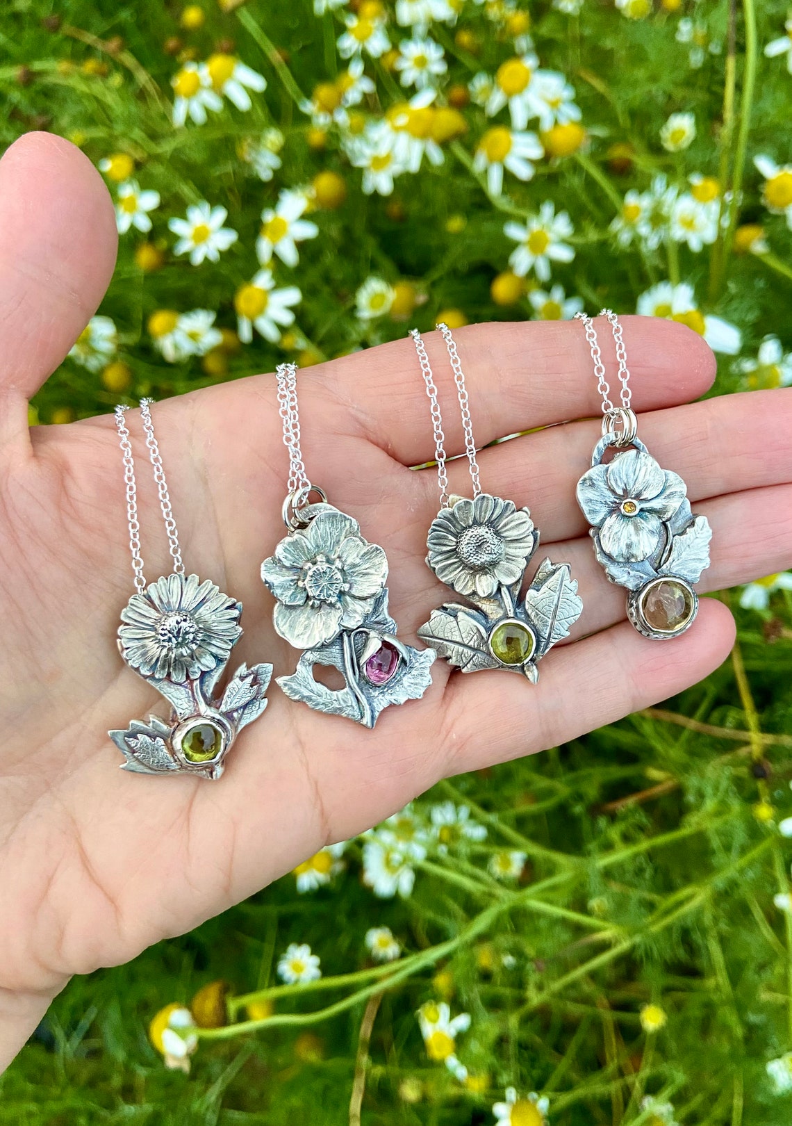 Fine Silver Poppy Pendant, Silver Flower Necklace, Nature Gift for Her ...