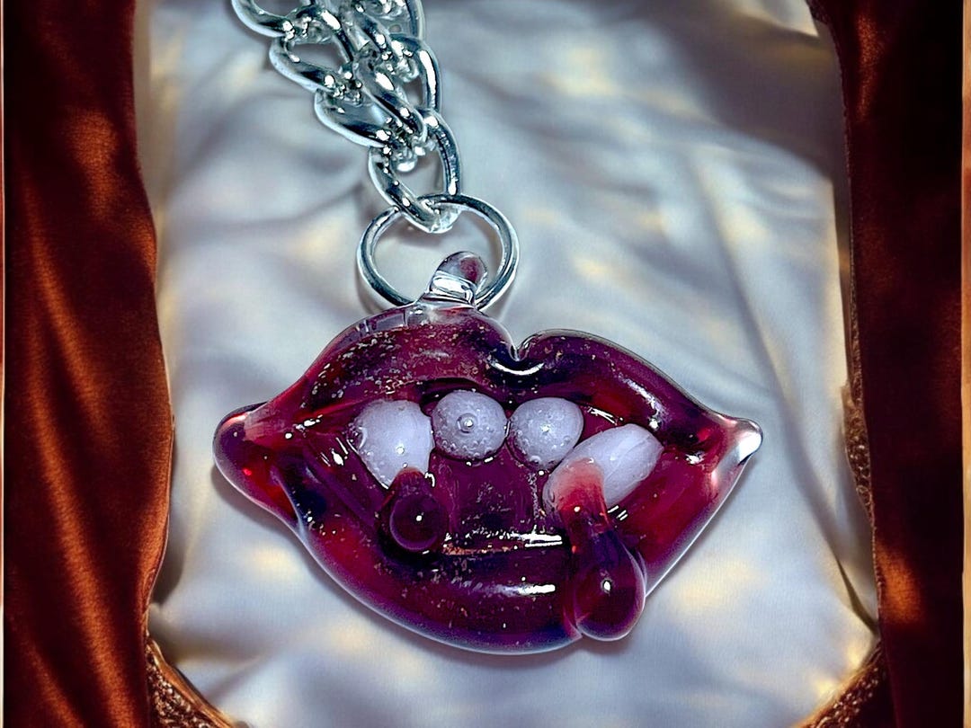 Vampire Glass Pendant Necklace, Heady Glass Pendant, Halloween Glass ...