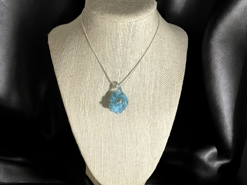 Ocean Wave Glass Pendant, Sea Wave Glass Necklace, Lamp Work Necklace ...
