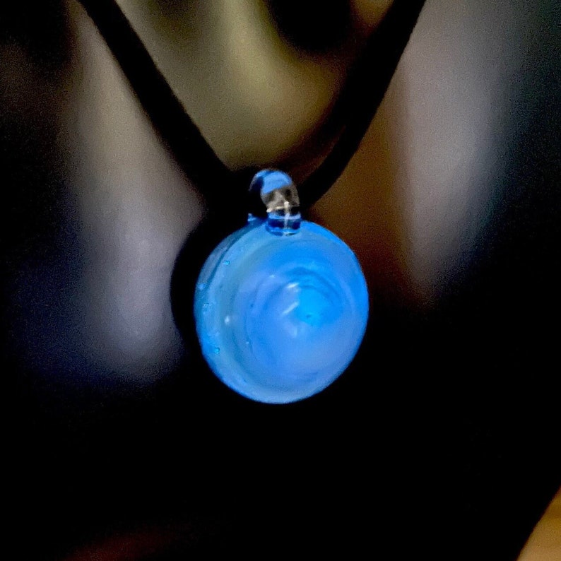 Turquoise Glow Glass Pendant With Gold Luster Swirl Italian Soft Glass ...