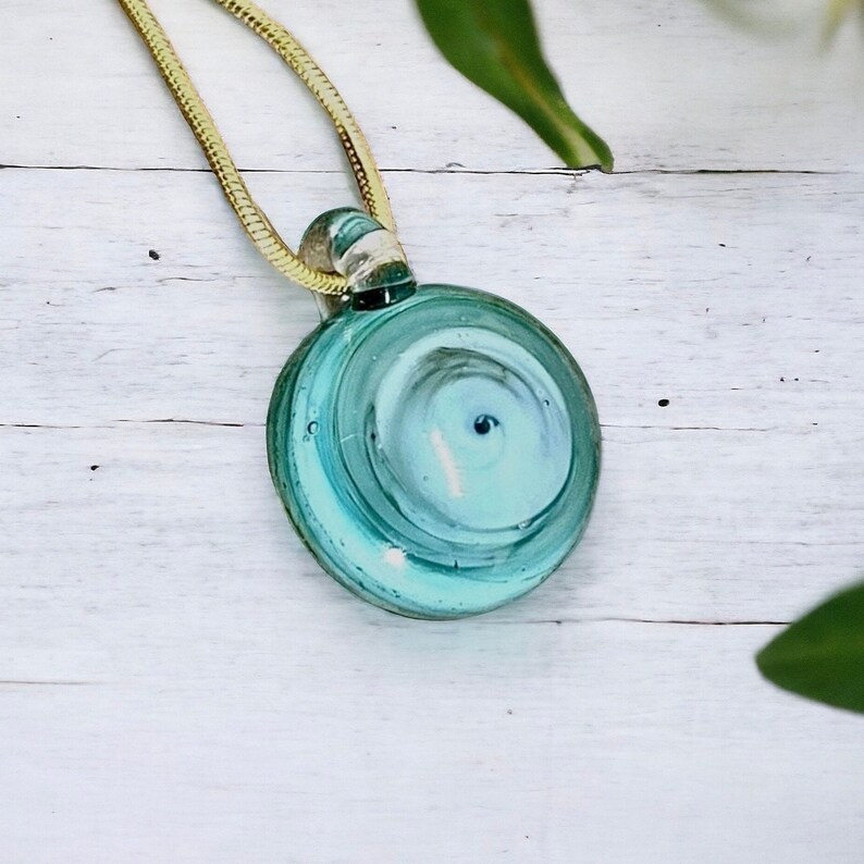 Turquoise Glow Glass Pendant UV Reactive Unique Jewelry Handmade ...