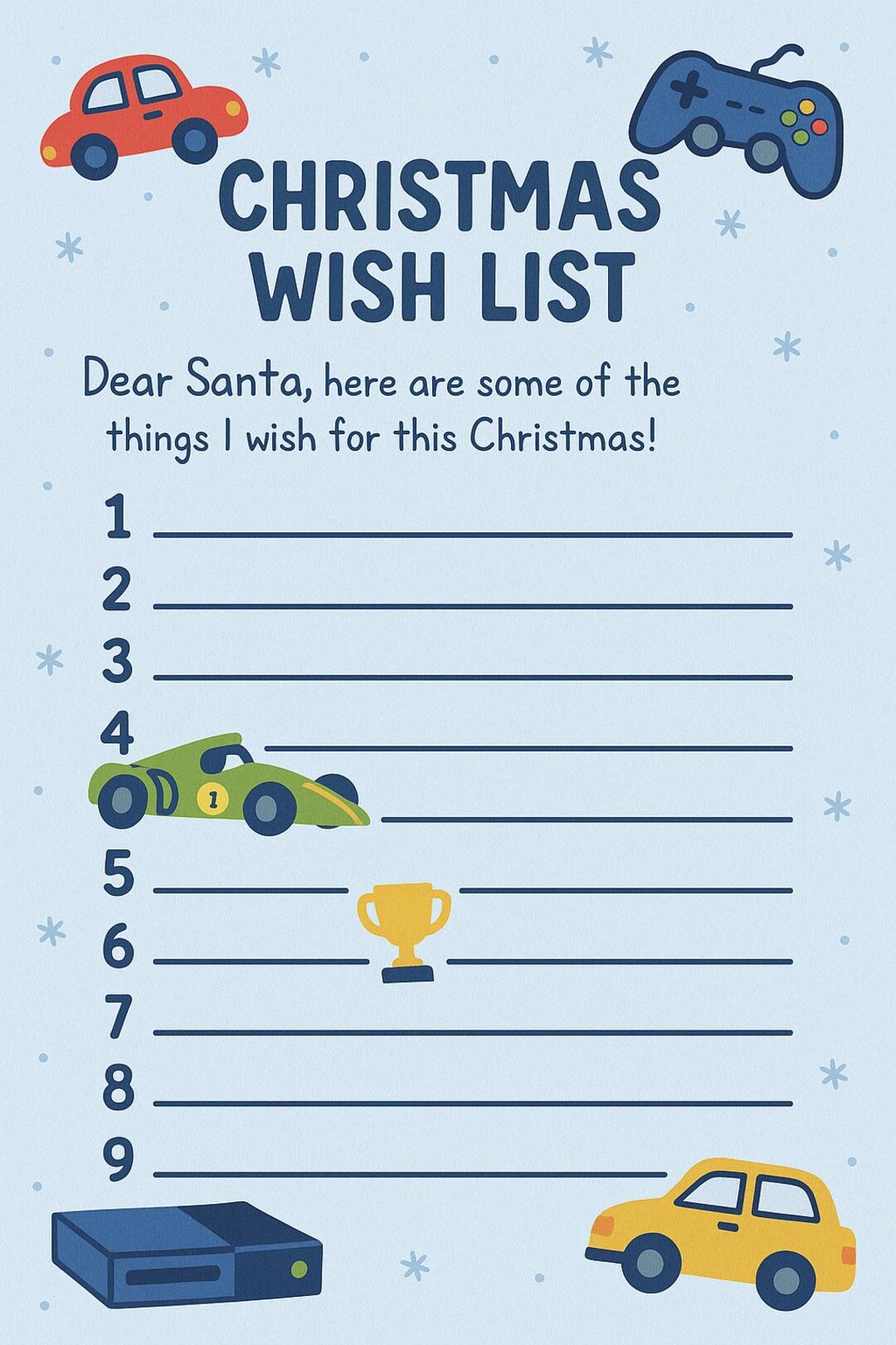 Christmas Wish List Printable | Kawaii Cute Holiday Letter to Santa ...