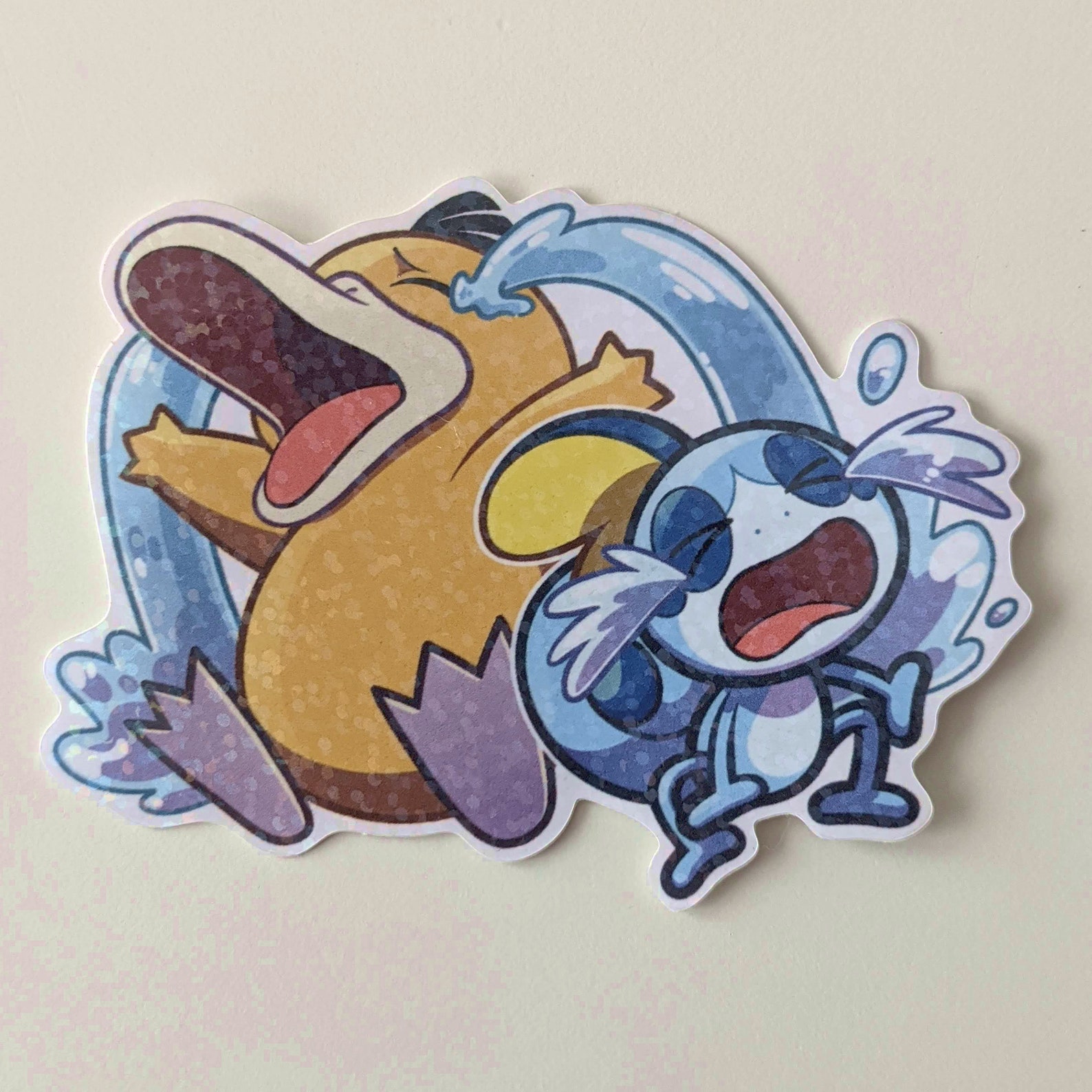Psyduck and Sobble SOBBING Friends Holographic Sparkle Sticker - Etsy ...