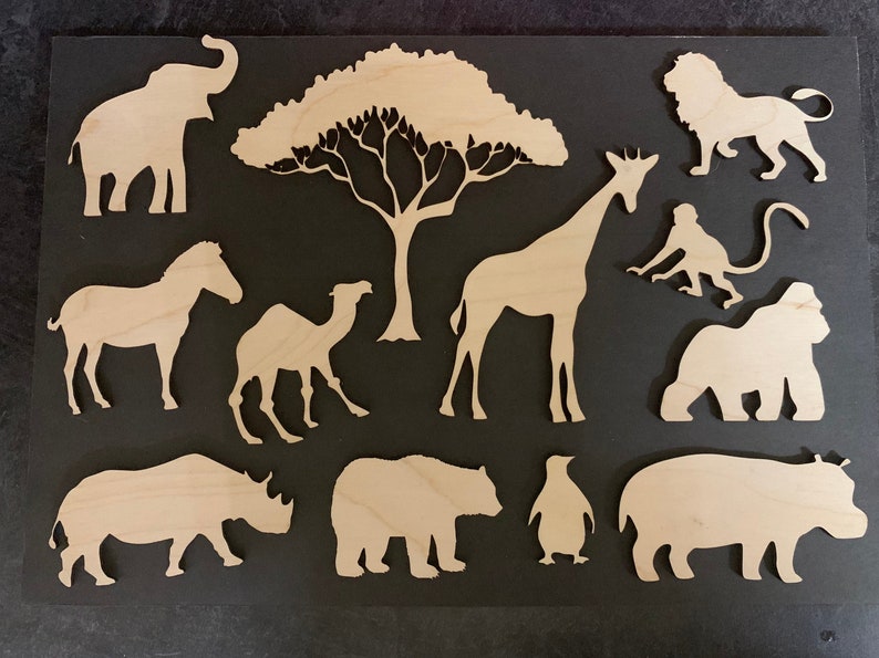 Wooden Zoo Animals Wood Jungle Animals Wood Animal Cutouts | Etsy