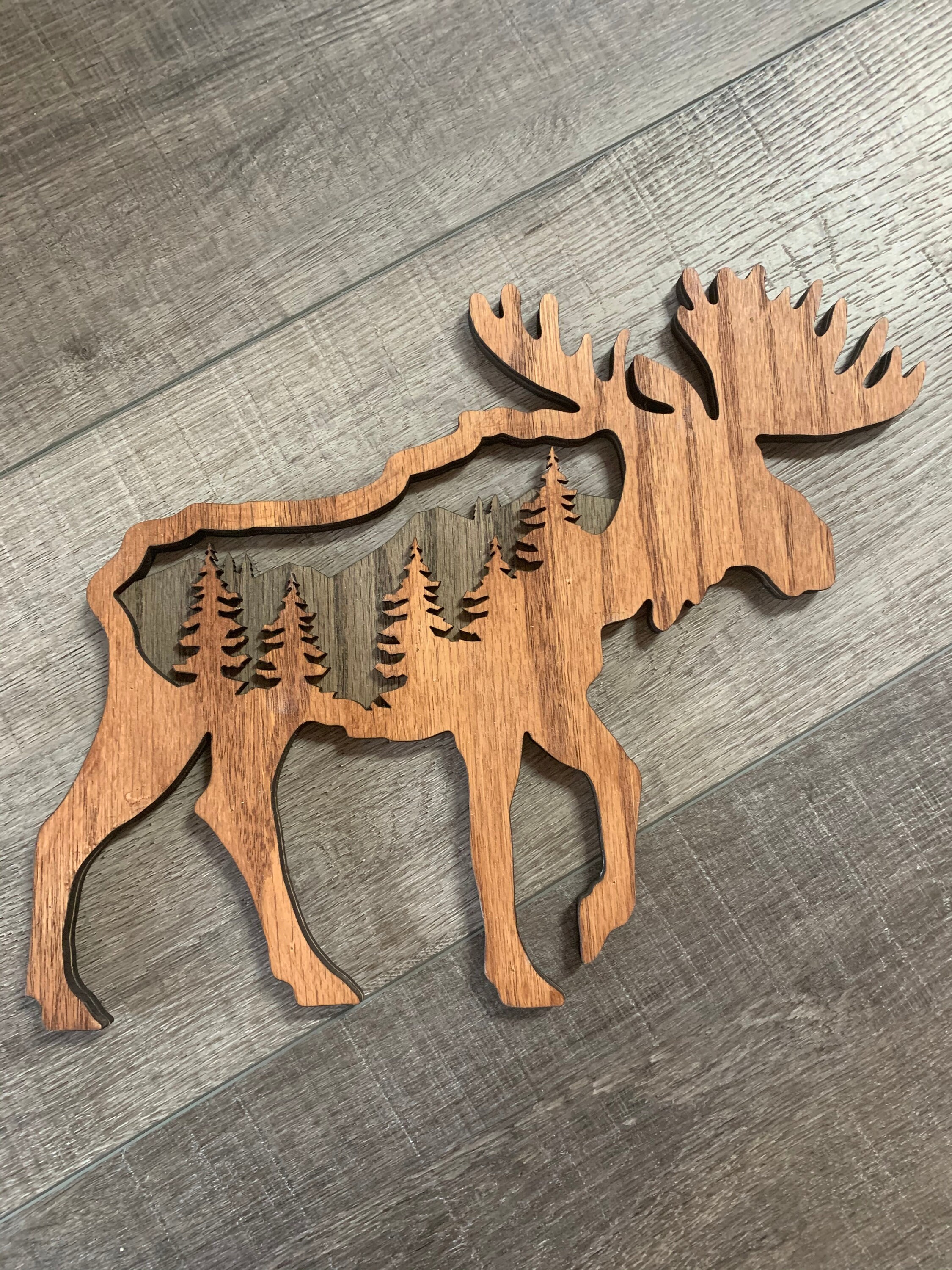 Wood Moose Wood Bear 3D Layered Cutout Up North Moose Decor | Etsy