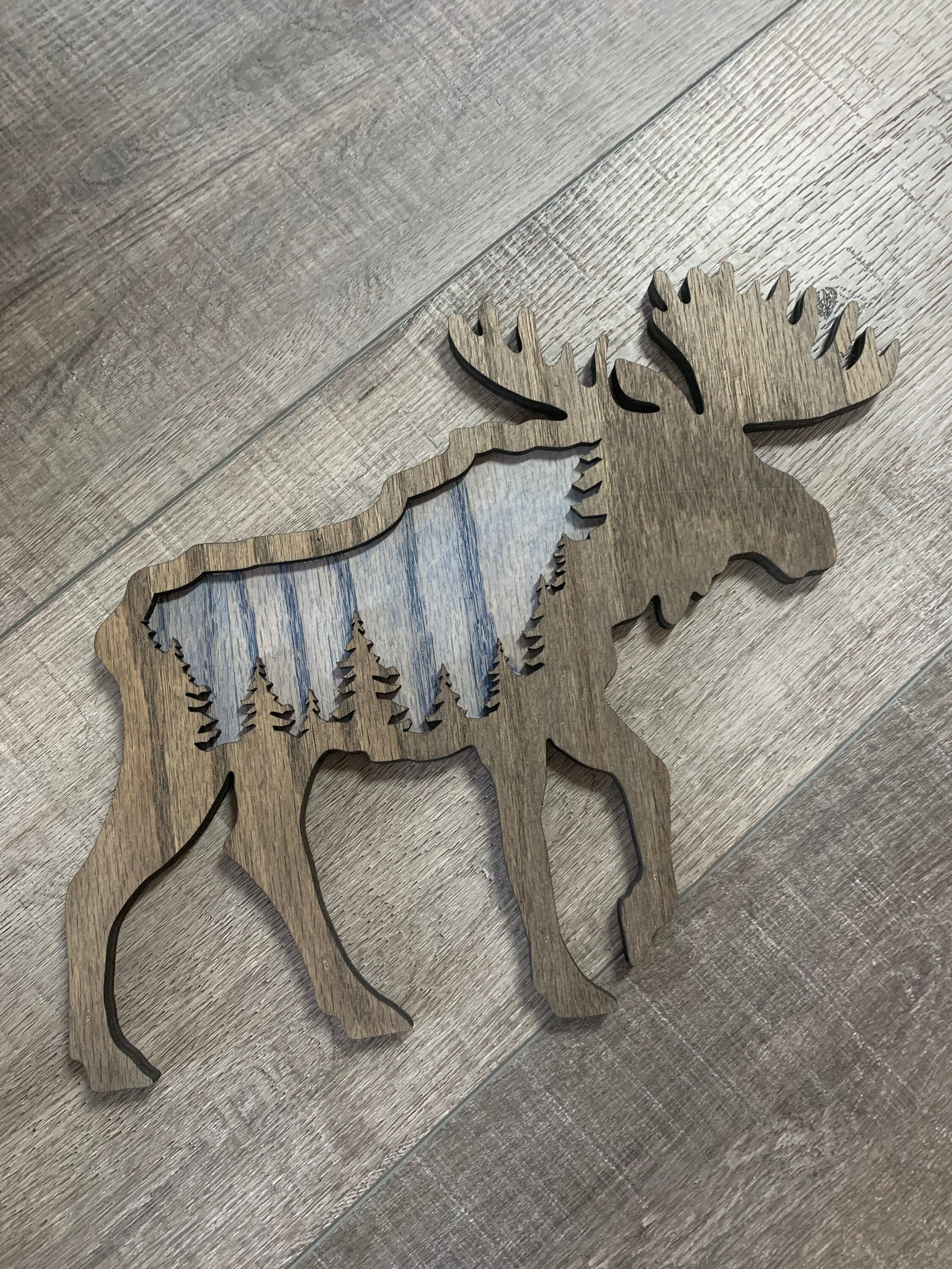 Wood Moose Wood Bear 3D Layered Cutout Up North Moose Decor | Etsy