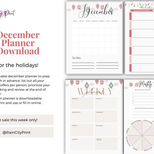December Planner - Printable - Etsy
