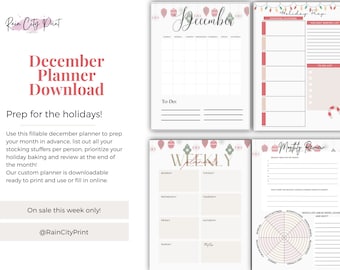 December Weekly Planner Instant Download Printable Planner - Etsy