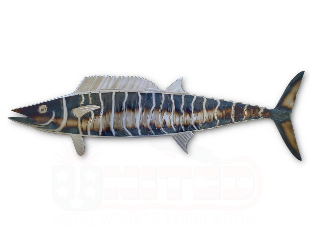 Huge Wahoo Fish Metal Wall Art - Hand Made Large Metal Fish Sculpture ...