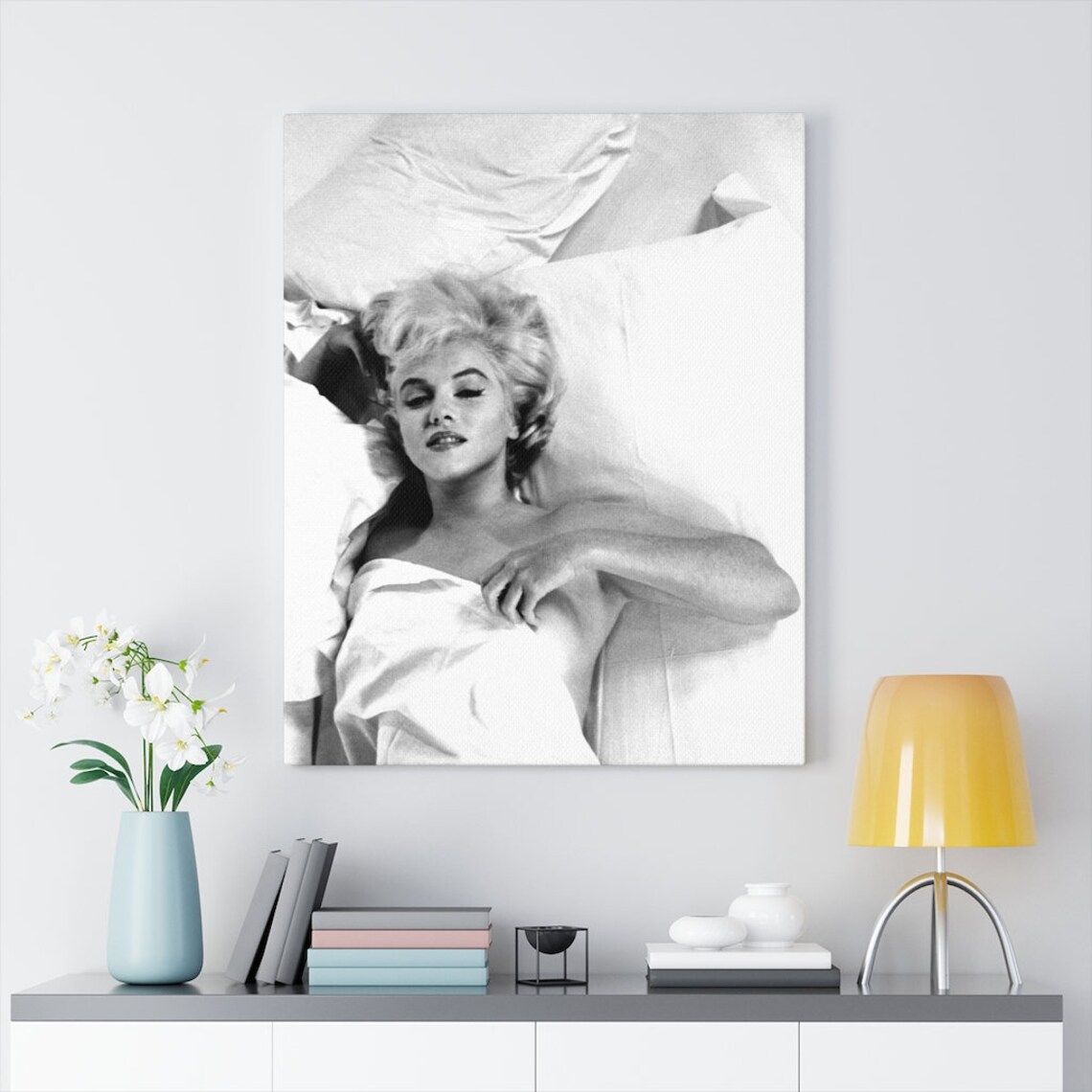 Marilyn Monroe Canvas Wall Art Monroe In Bed Modern Wall Decor Etsy