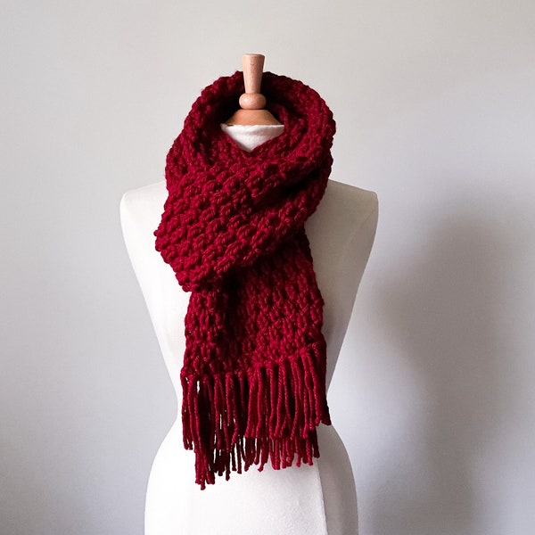Red Knitted Scarf - Etsy