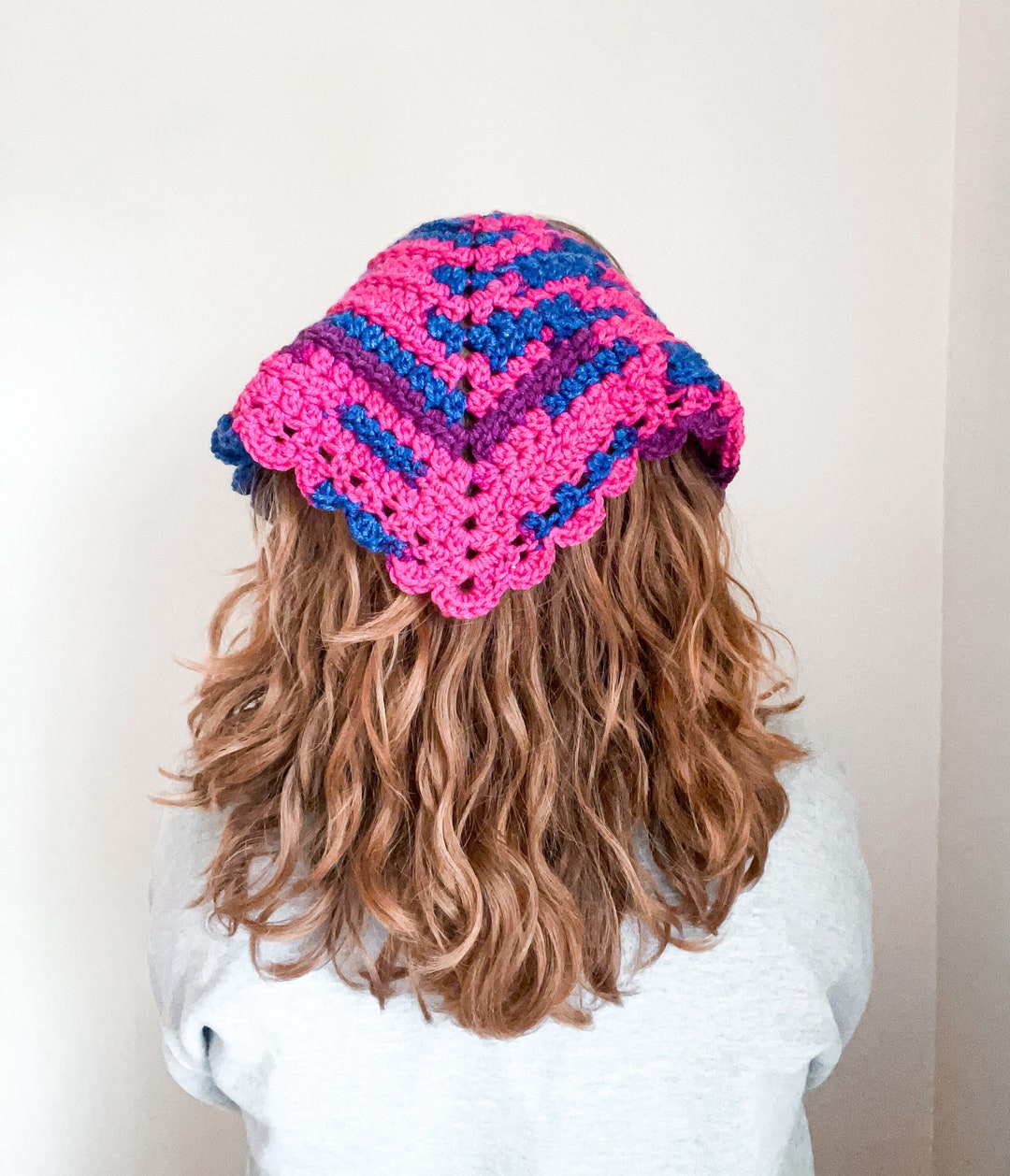 Bisexual Pride Bandana // Crochet Striped Headband // Bi Summer Head ...