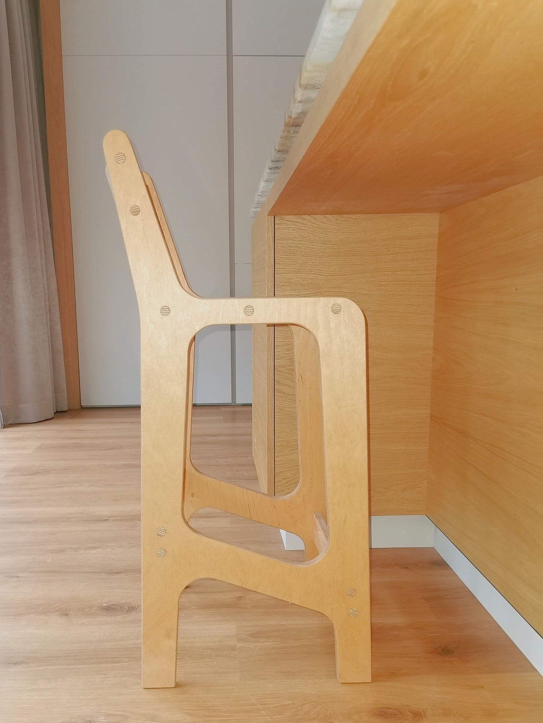 Wooden Backrest Bar Stool 80 Cm High Handmande With Scandinavian Design ...