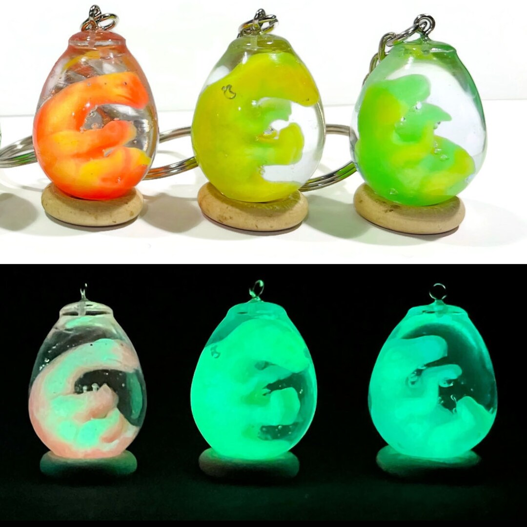 Dinosaur Reptile Dragon Egg Embryo Glow in the Dark Key Ring Keychain ...