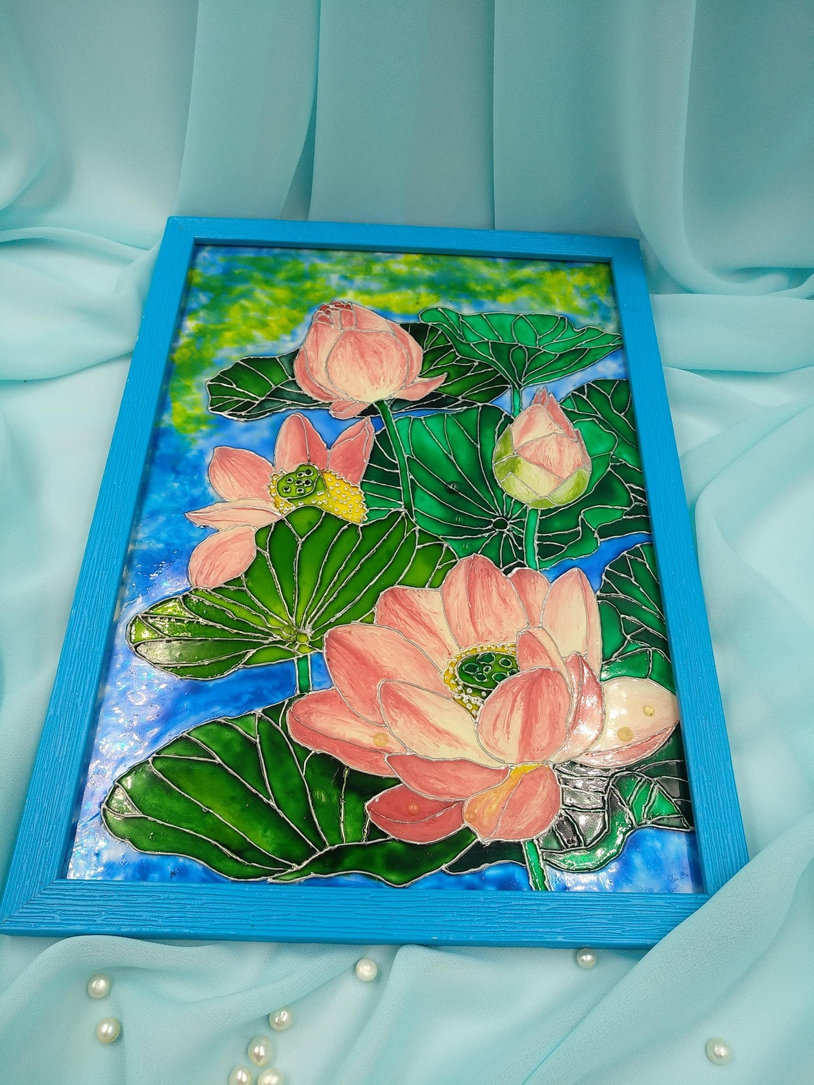 Stained glass picture lotus | Etsy