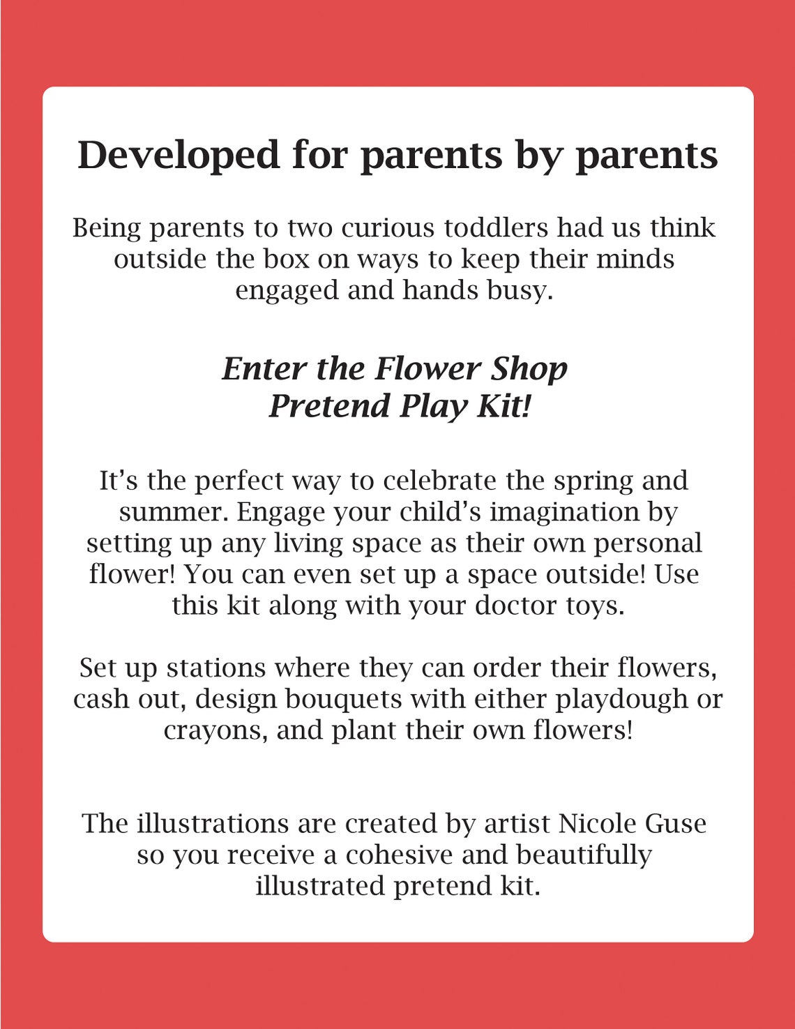 Flower Shop Dramatic Play, Printable Garden Shop Pretend Kit, Printable ...
