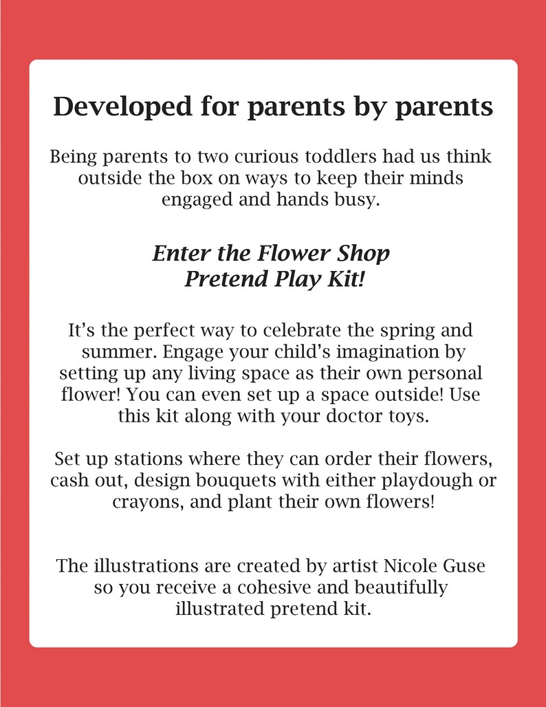 Flower Shop Dramatic Play, Printable Garden Shop Pretend Kit, Printable ...
