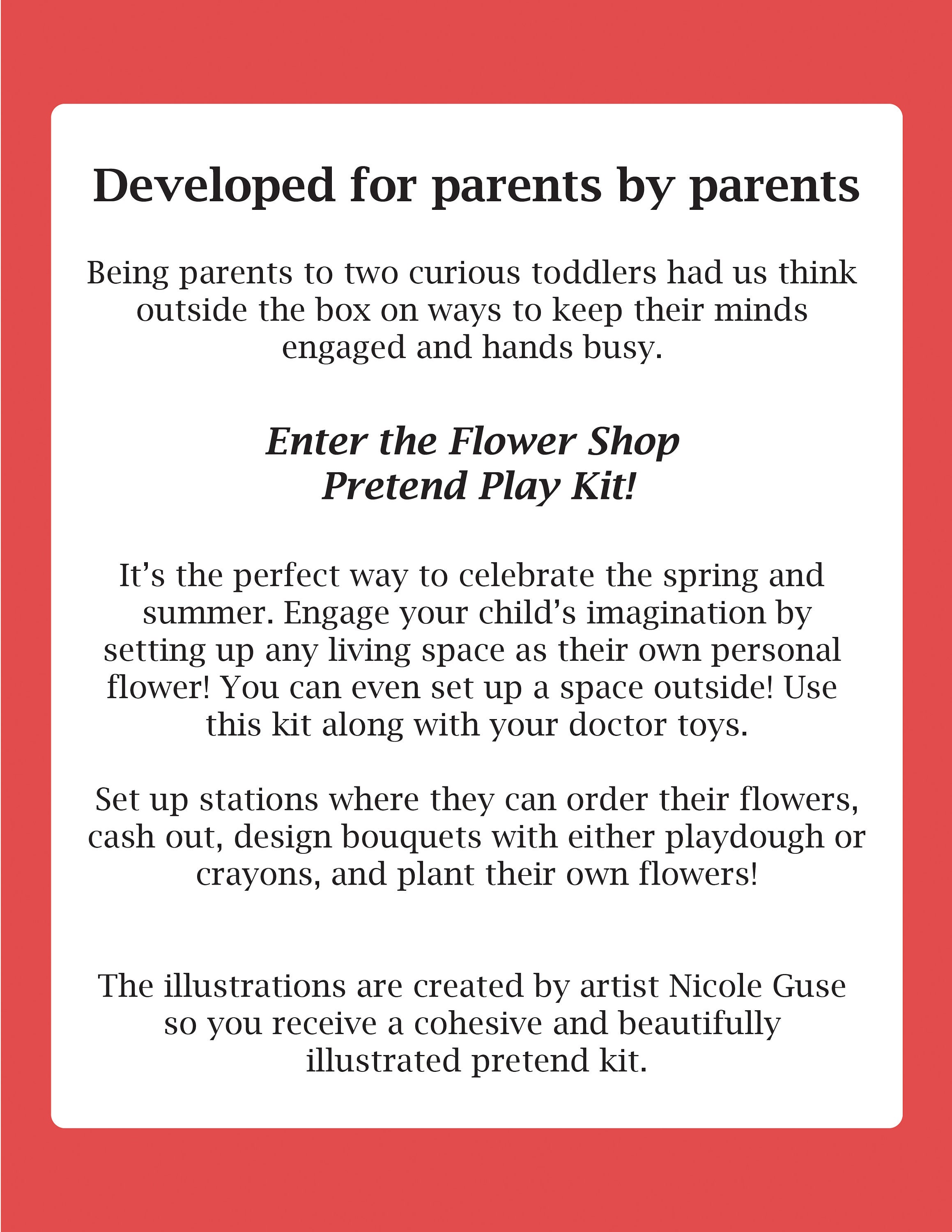 Flower Shop Dramatic Play, Printable Garden Shop Pretend Kit, Printable ...