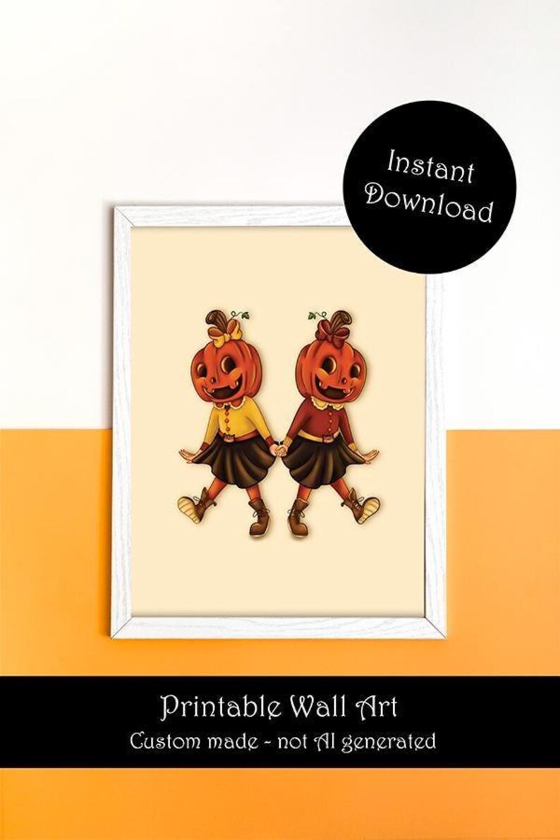 Cute Pumpkin Digital Print, Printable Digital Halloween Print ...