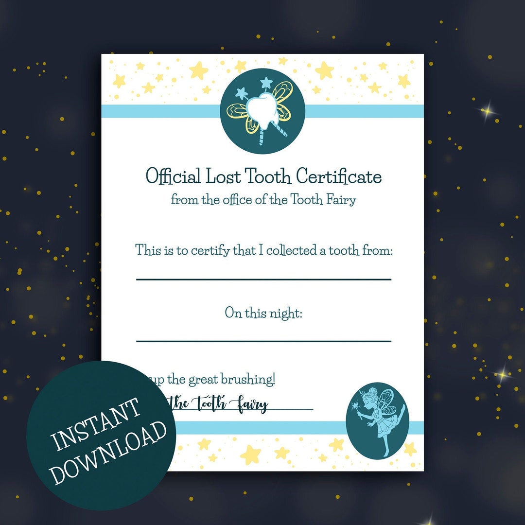 Tooth Fairy Certificate, Official Lost Tooth Letter (digital Download ...