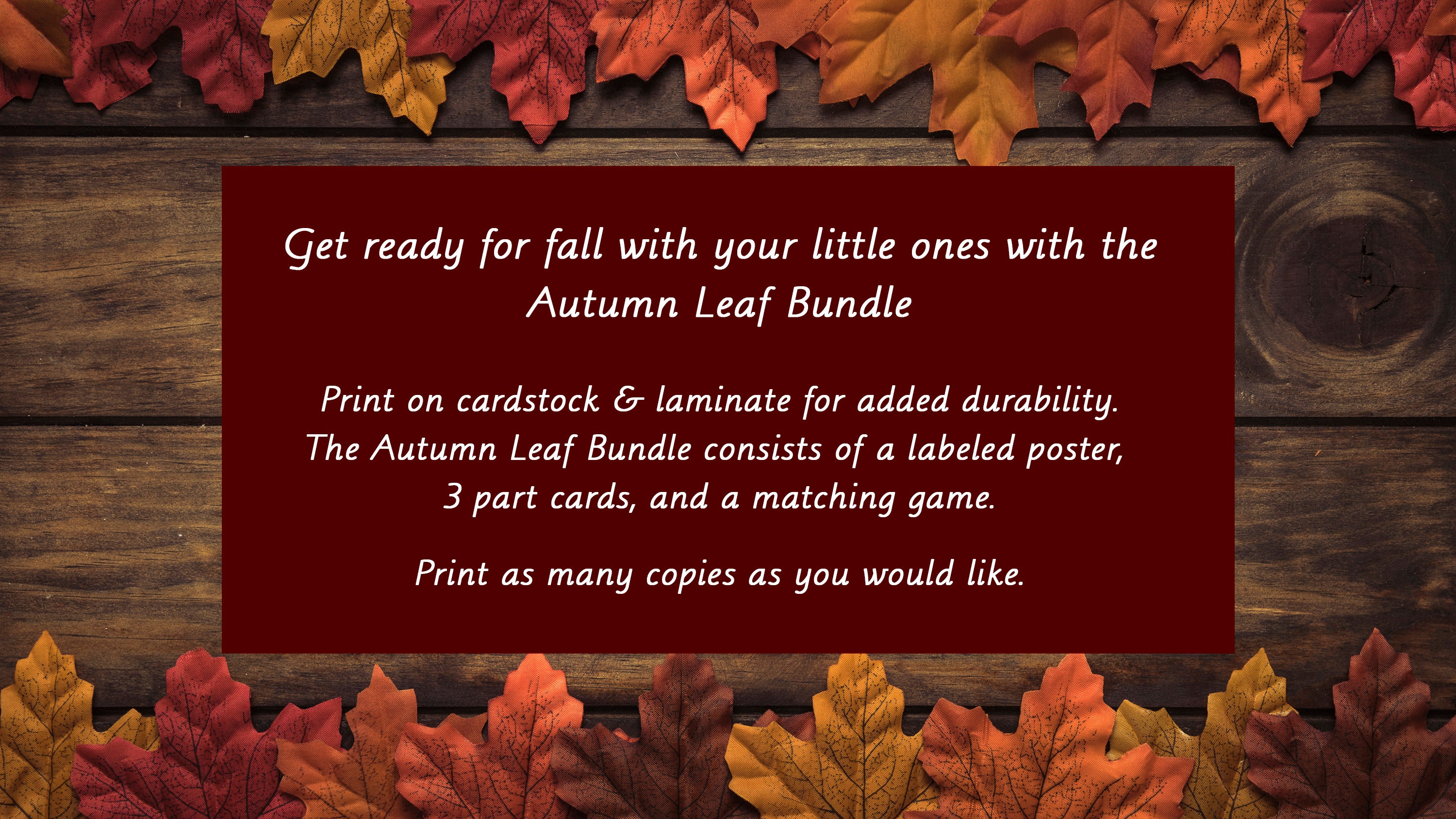 Autumn Leaf Preschool Bundle, Autumn Leaf 3 Part Cards, Montessori ...