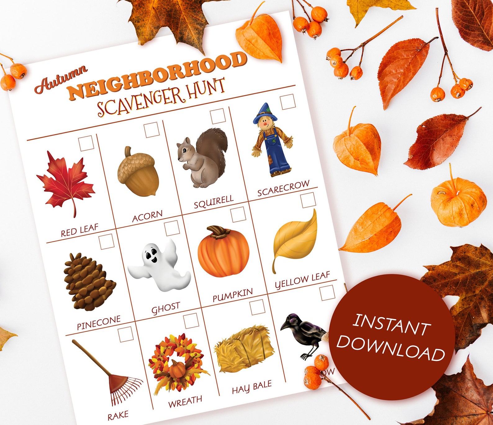 Autumn Neighborhood Scavenger Hunt, Fall Kids Activity (digital ...