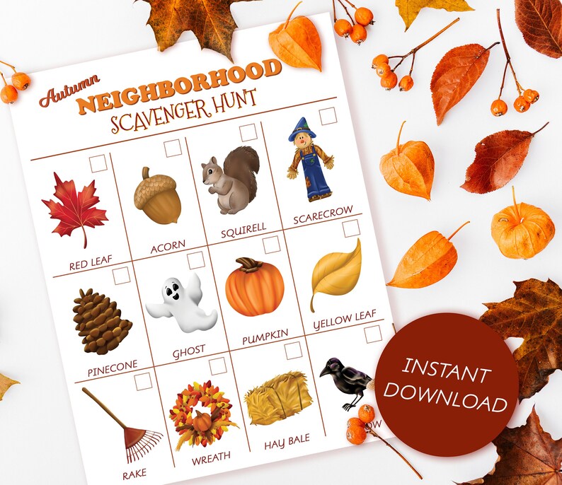 Autumn Scavenger Hunt, Neighborhood Scavenger Hunt, Fall Activity ...