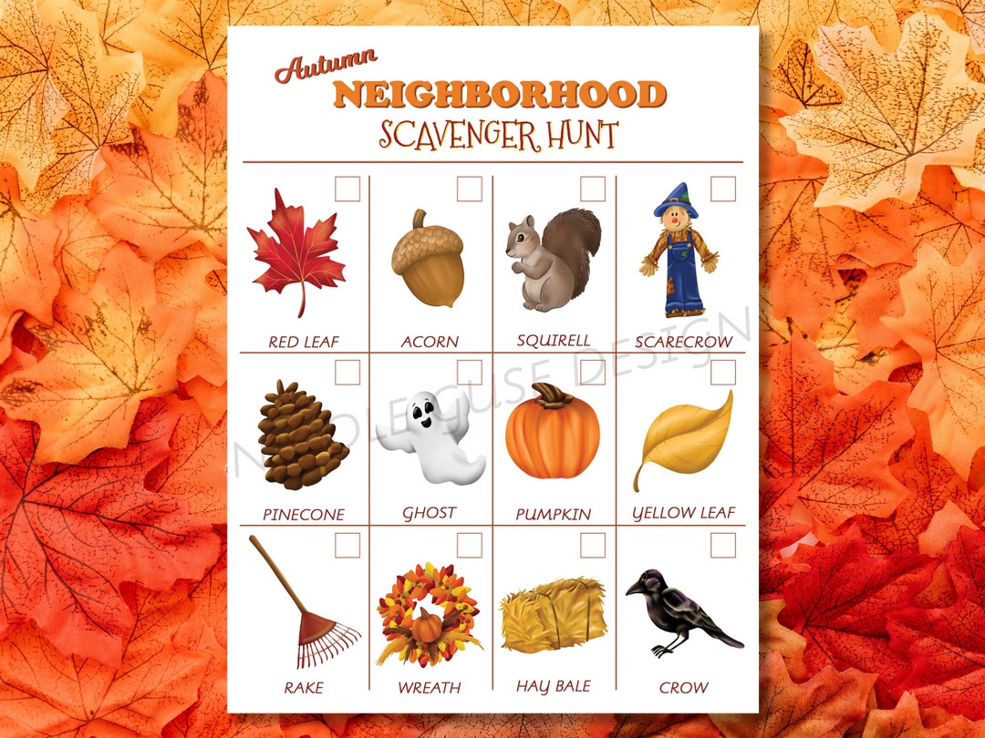 Autumn Scavenger Hunt, Neighborhood Scavenger Hunt, Fall Activity ...