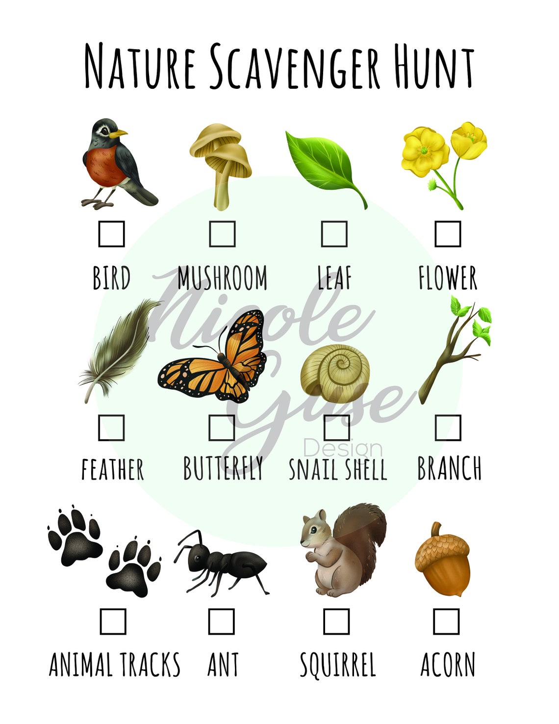 Outdoor Nature Scavenger Hunt, Instant Download, Outdoor Kids Activity ...