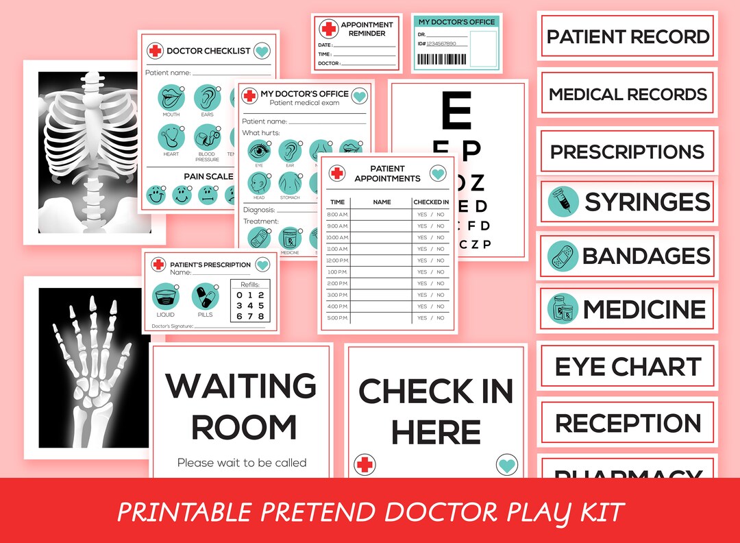 Doctor's Office Pretend Play Kit, Medical Forms (instant Download) - Etsy