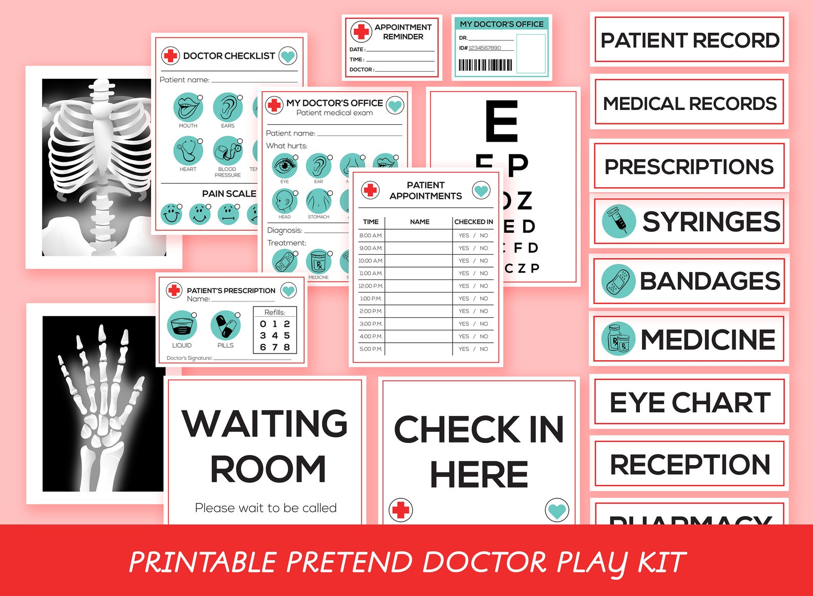 Doctors Office Dramatic Play, INSTANT DOWNLOAD, Doctor's Office Pretend ...