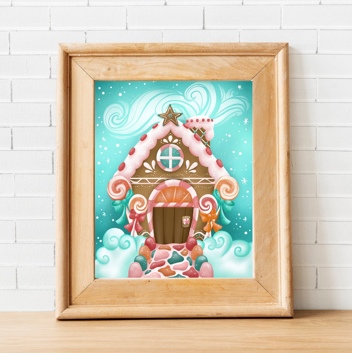 Gingerbread House Art Print, Christmas Art Printable, Cute Christmas ...