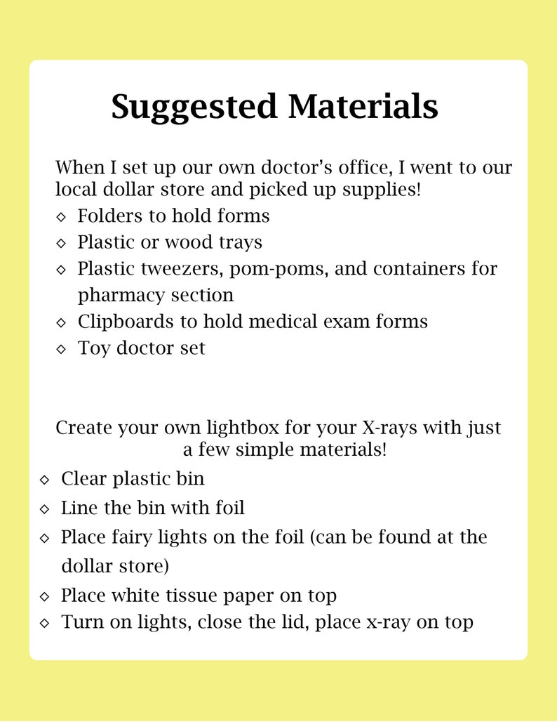 Doctors Office Dramatic Play INSTANT DOWNLOAD Doctor's - Etsy