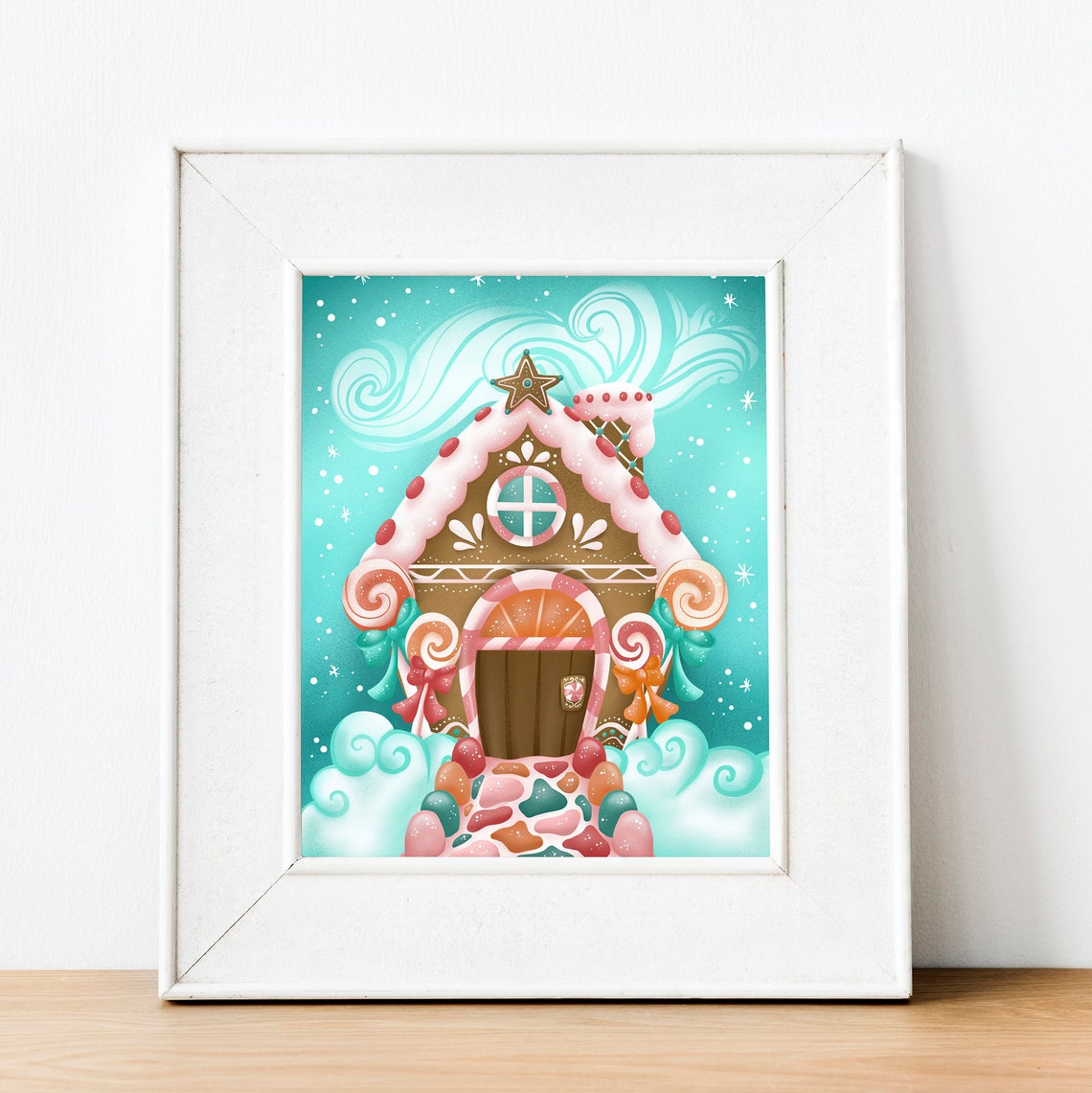 Gingerbread House Art Print, Christmas Art Printable, Cute Christmas ...