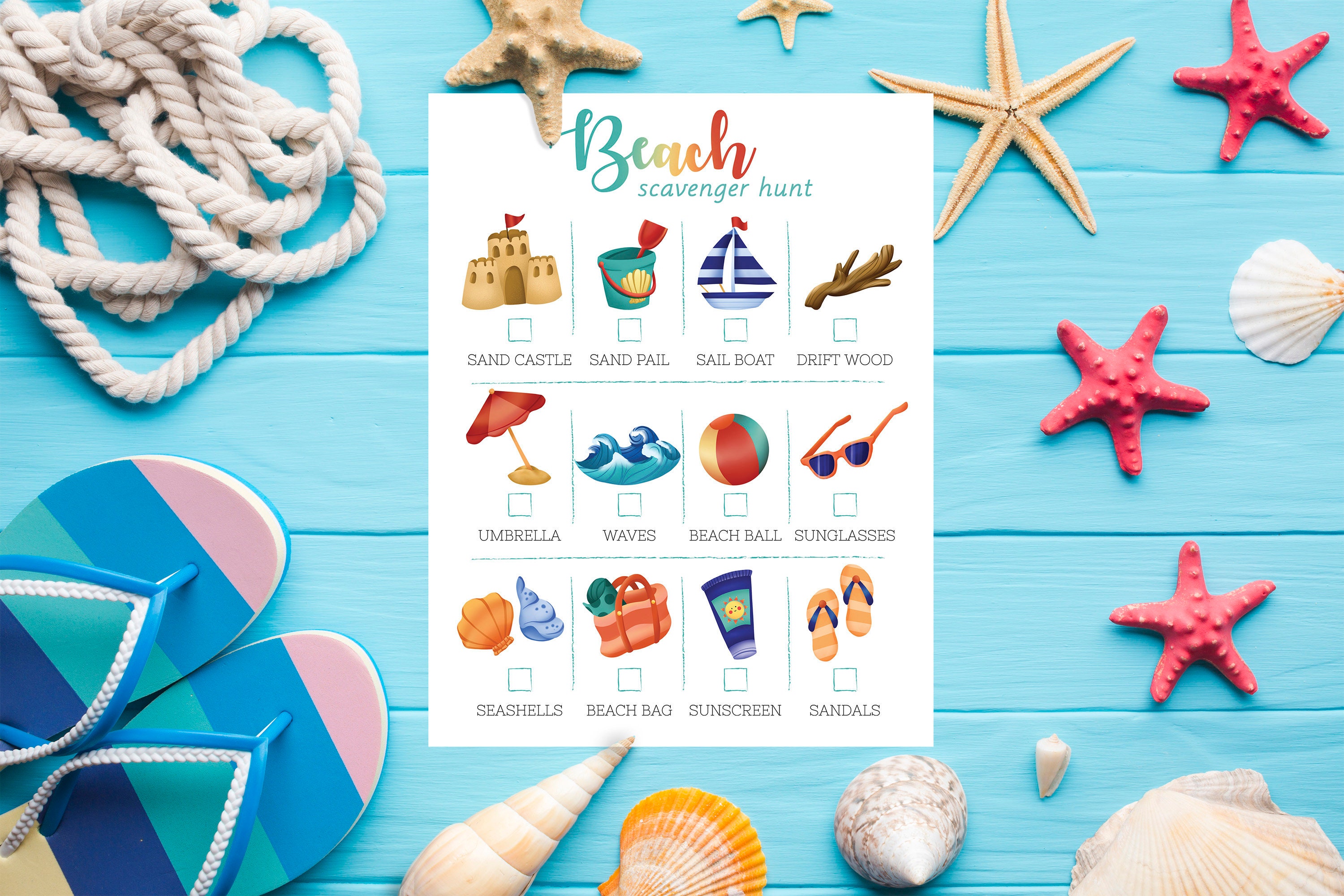 Beach Scavenger Hunt, Kids Summer Activity (digital Download) - Etsy