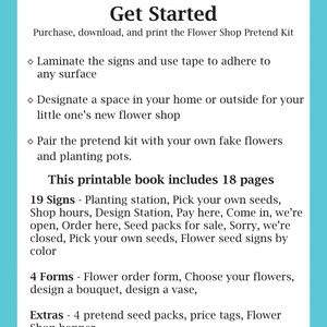 Flower Shop Dramatic Play, Printable Garden Shop Pretend Kit, Printable ...