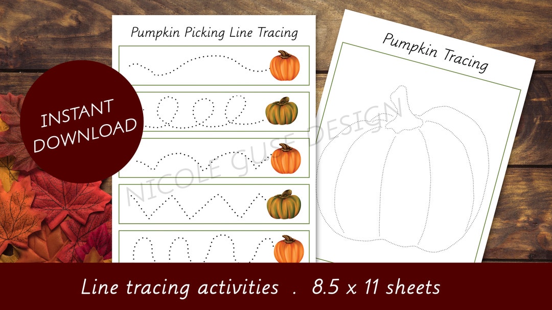 Pumpkin Line Tracing, Fall Line Tracing Activity, Prek Writing Skills ...