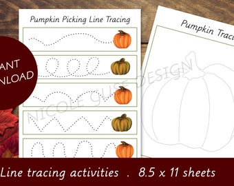 Pumpkin Line Tracing Activity, Prek Writing Skills (digital Download ...