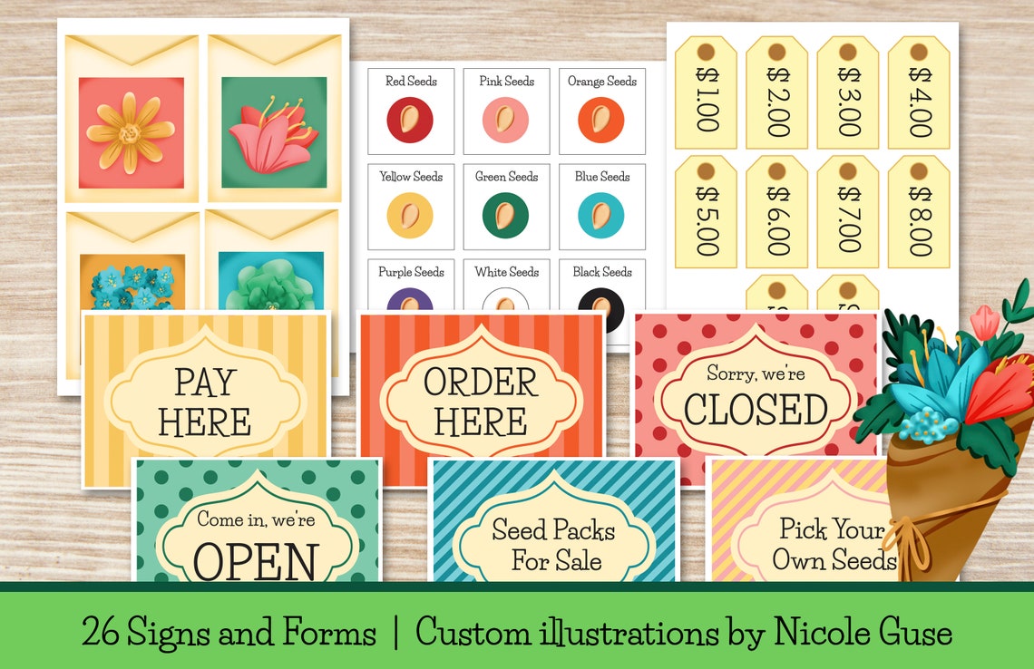 Flower Shop Dramatic Play, Printable Garden Shop Pretend Kit, Printable ...