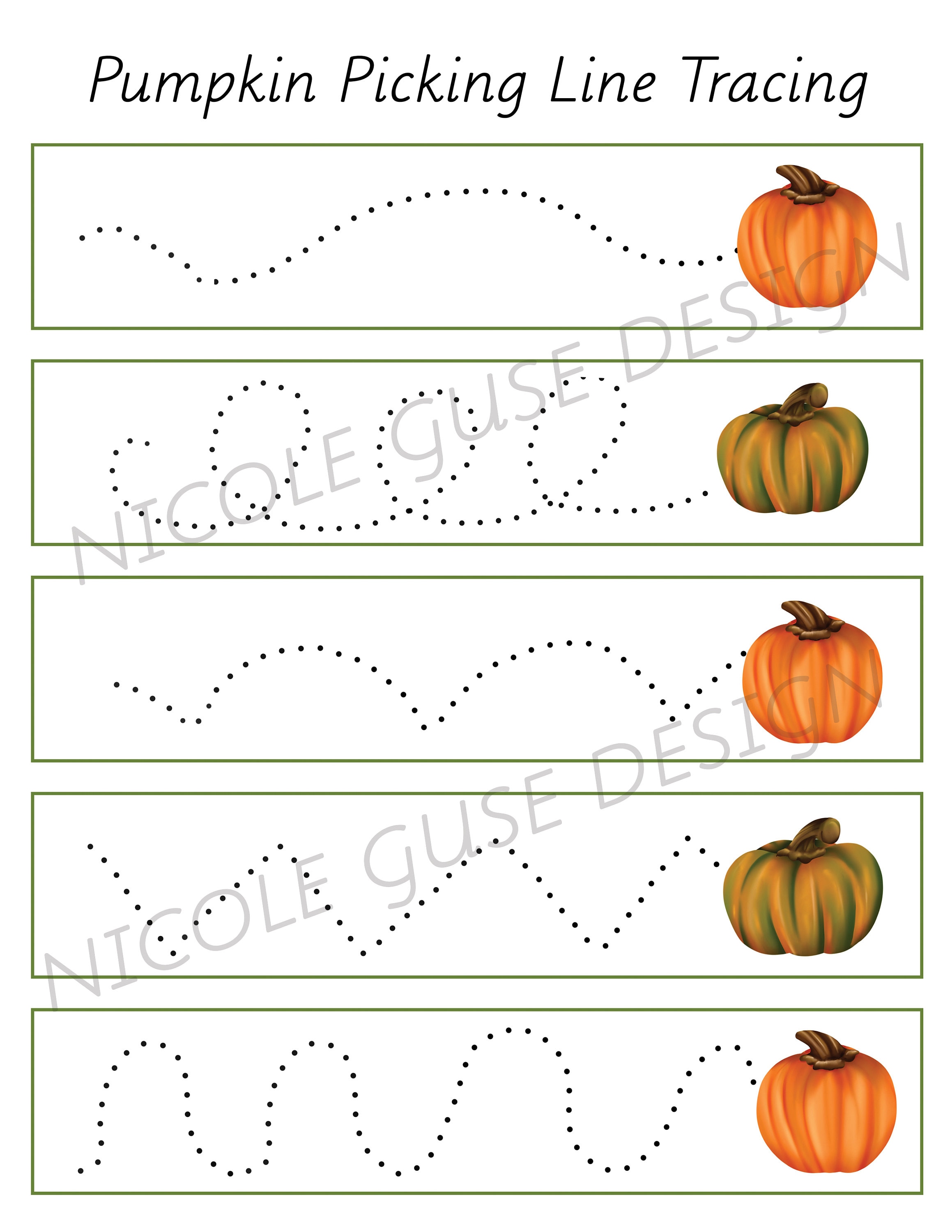 Pumpkin Line Tracing, Fall Line Tracing Activity, Prek Writing Skills ...