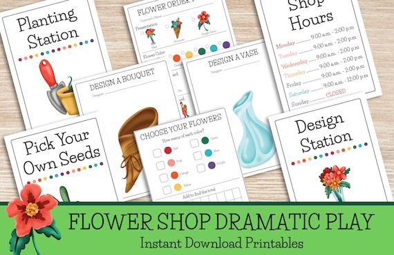 Flower Shop Dramatic Play Printable Garden Shop Pretend Kit - Etsy