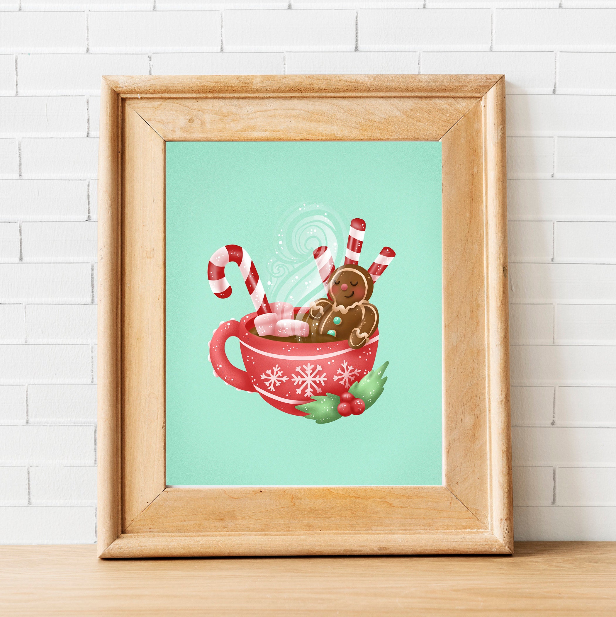 Hot Cocoa Printable, Gingerbread Man, Hot Cocoa Art Print, Gingerbread ...