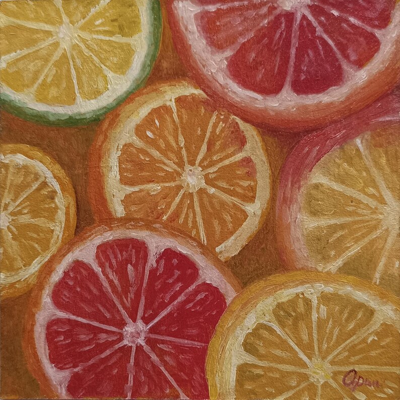Citrus Fantasy – Oil Painting of Colorful Citrus Slices,cheerful Art ...
