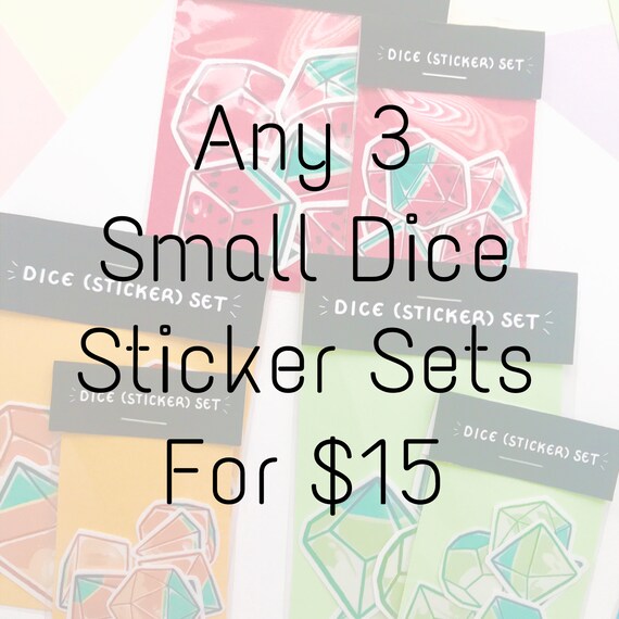 Pick Any Three Dice Sticker Packs small Size Bulk Discount - Etsy