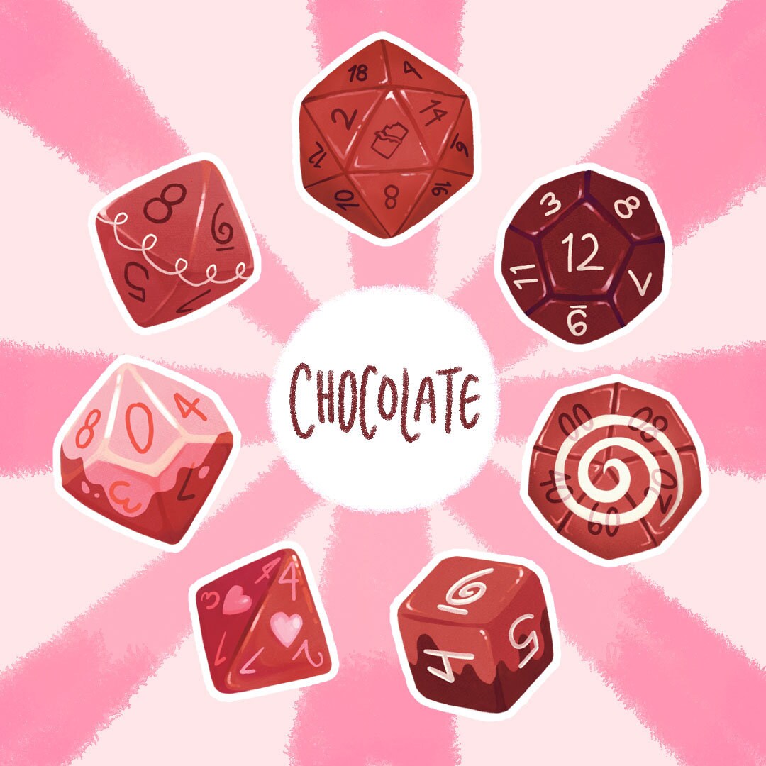 CHOCOLATE Dice Sticker Set Set of Seven Stickers | Etsy