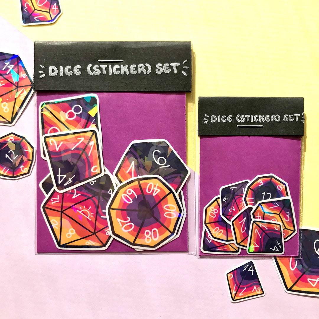 SUNSET Holographic Dice Stickers Set of 7 Dnd/trpg/nerdy Stickers - Etsy